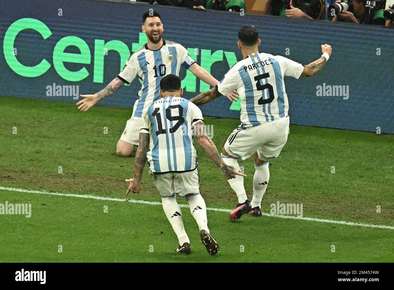 Lionel Messi of Argentina celebrates his goal during Argentina v France ...