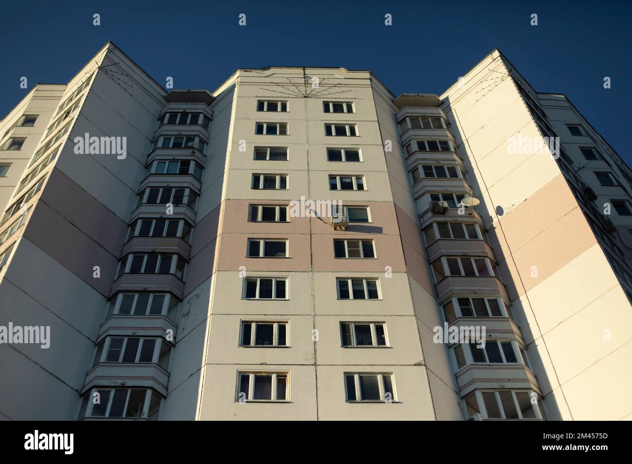 High-rise. Residential building in Russia. Lots of windows in house ...