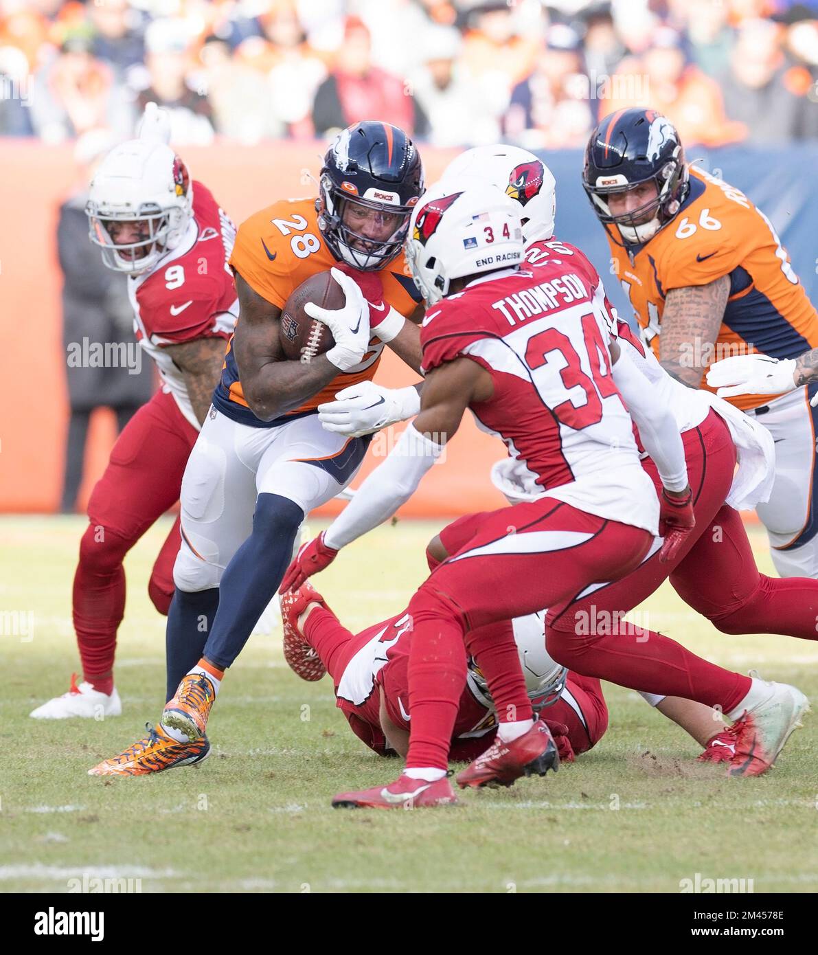 Denver, Colorado, USA. 18th Dec, 2022. Broncos RB LATAVIUS MURRAY runs ...