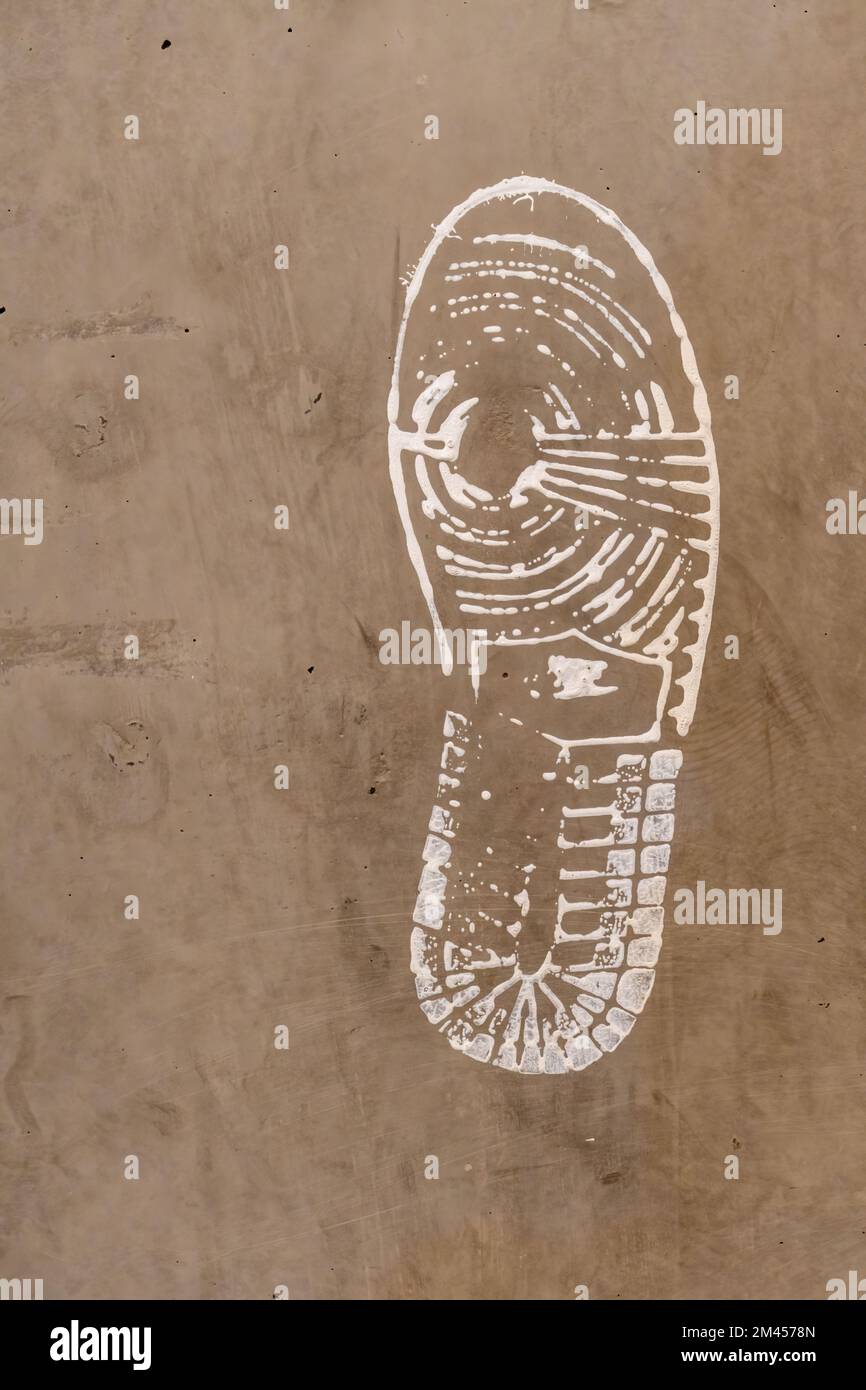 footprint of paint on a wall with white paint on concrete mexico Stock ...