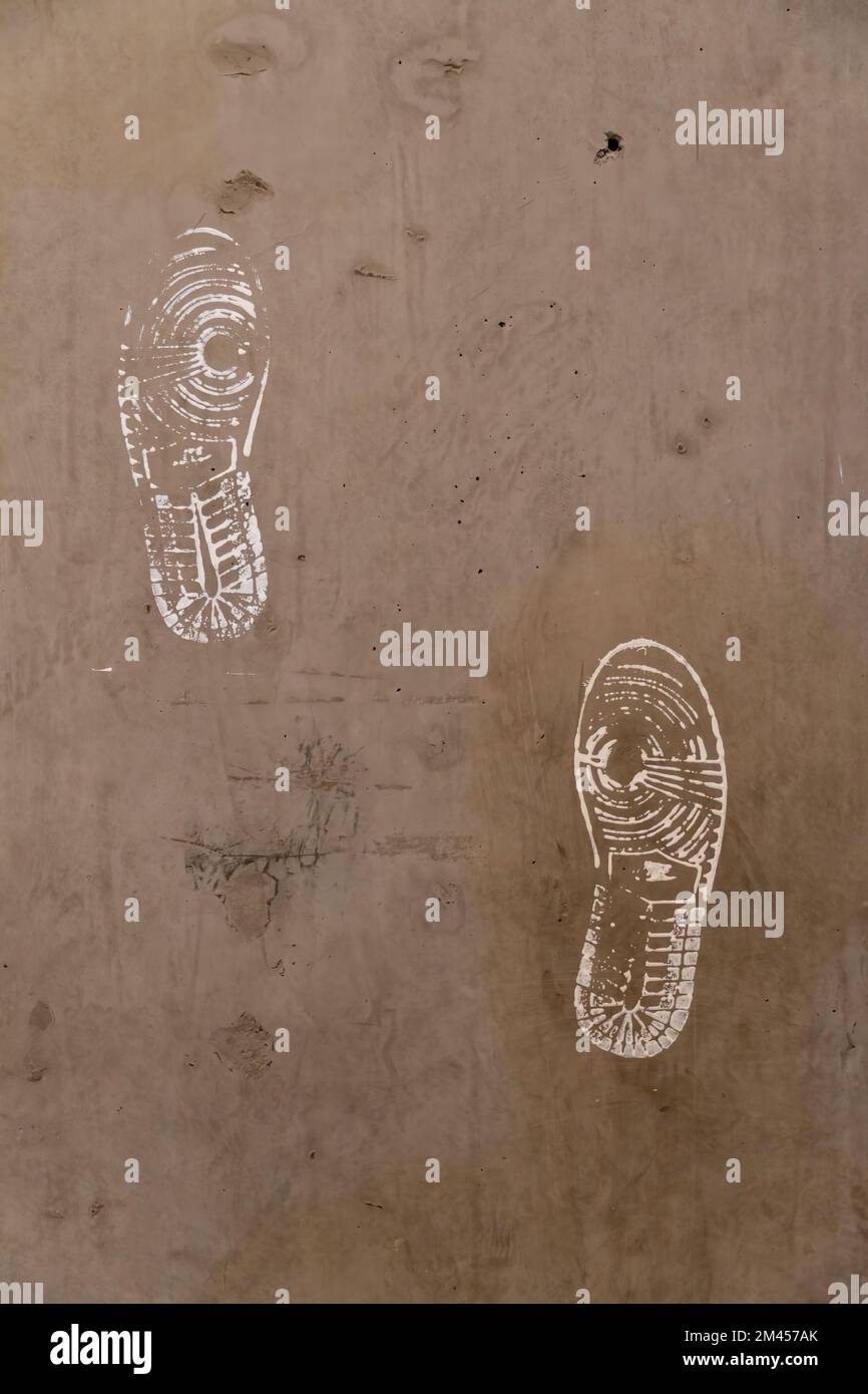 footprint of paint on a wall with white paint on concrete mexico Stock ...