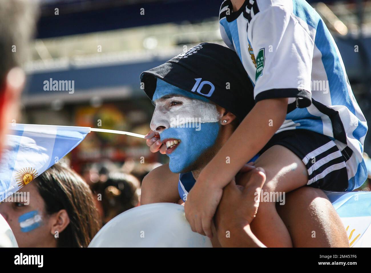 Buenos Aires, Argentina. 18th Dec, 2022. Argentina fans celebrate their ...