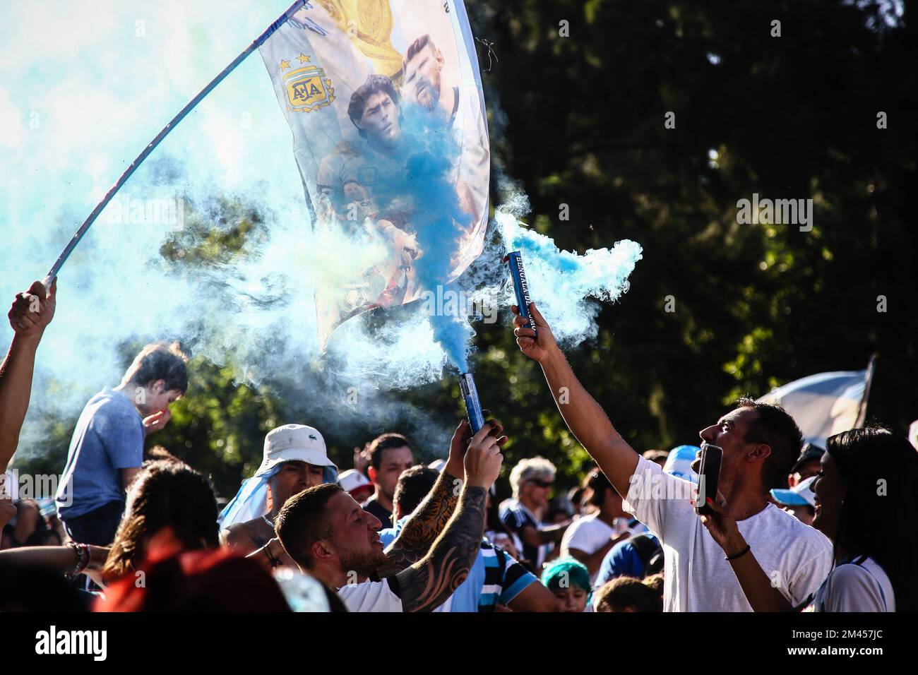 Buenos Aires, Argentina. 18th Dec, 2022. Argentina fans celebrate their ...