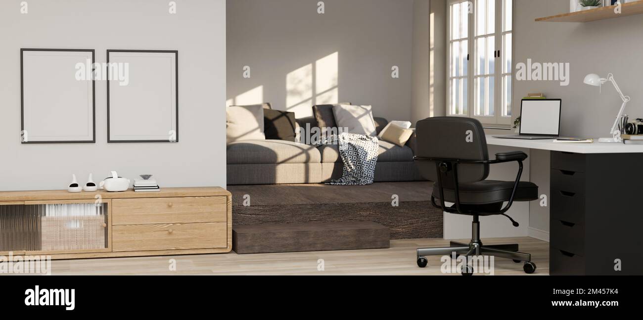 Modern minimal contemporary apartment living room interior design with ...