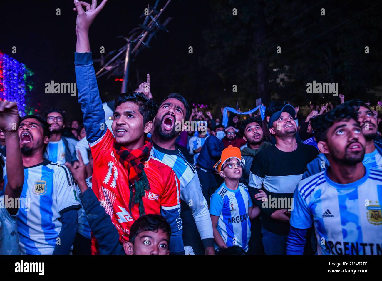 Argentina Fans celebrate a goal as they watch a FIFA World Cup Qatar ...