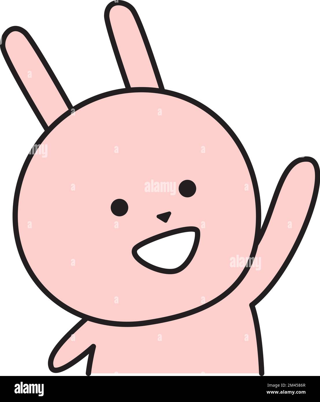 A cute rabbit character raises hand. Cute and funny animal is ...