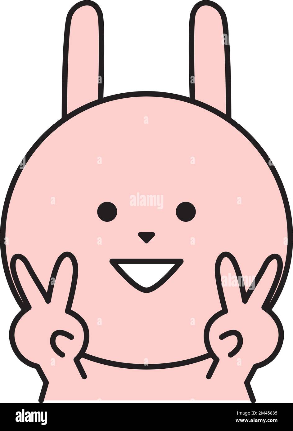 A cute rabbit character makes a double peace hand sign. Cute and funny ...