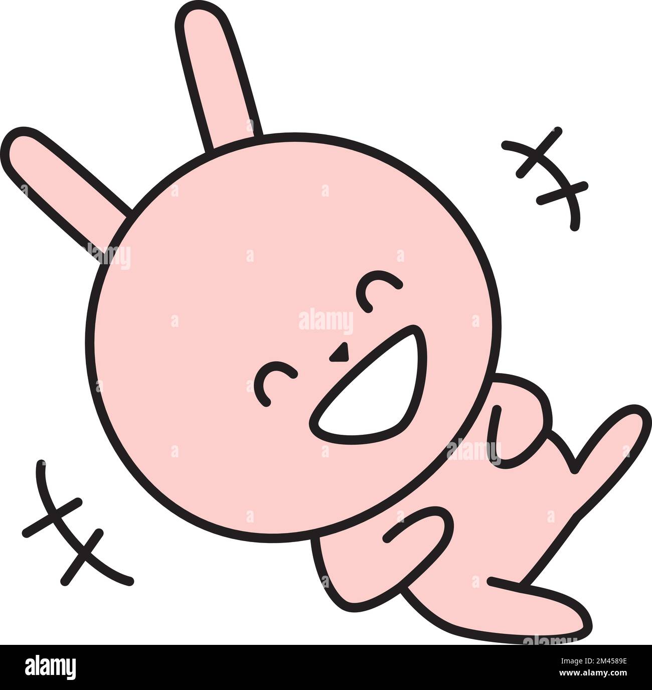 A cute rabbit character holds his stomach and laughs. Cute and funny ...