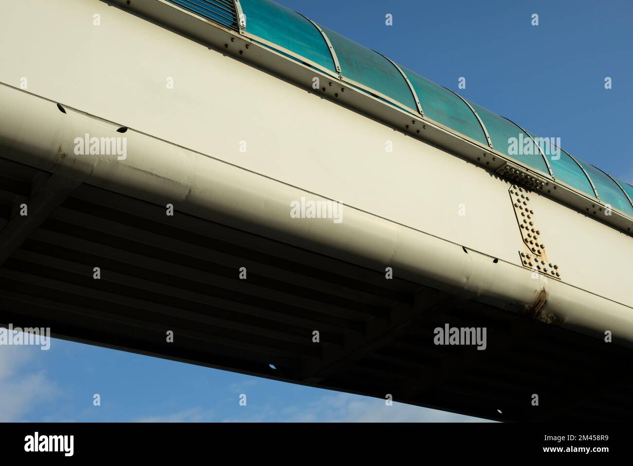 Construction of transport tunnel. Tunnel for people. Bridge over road ...