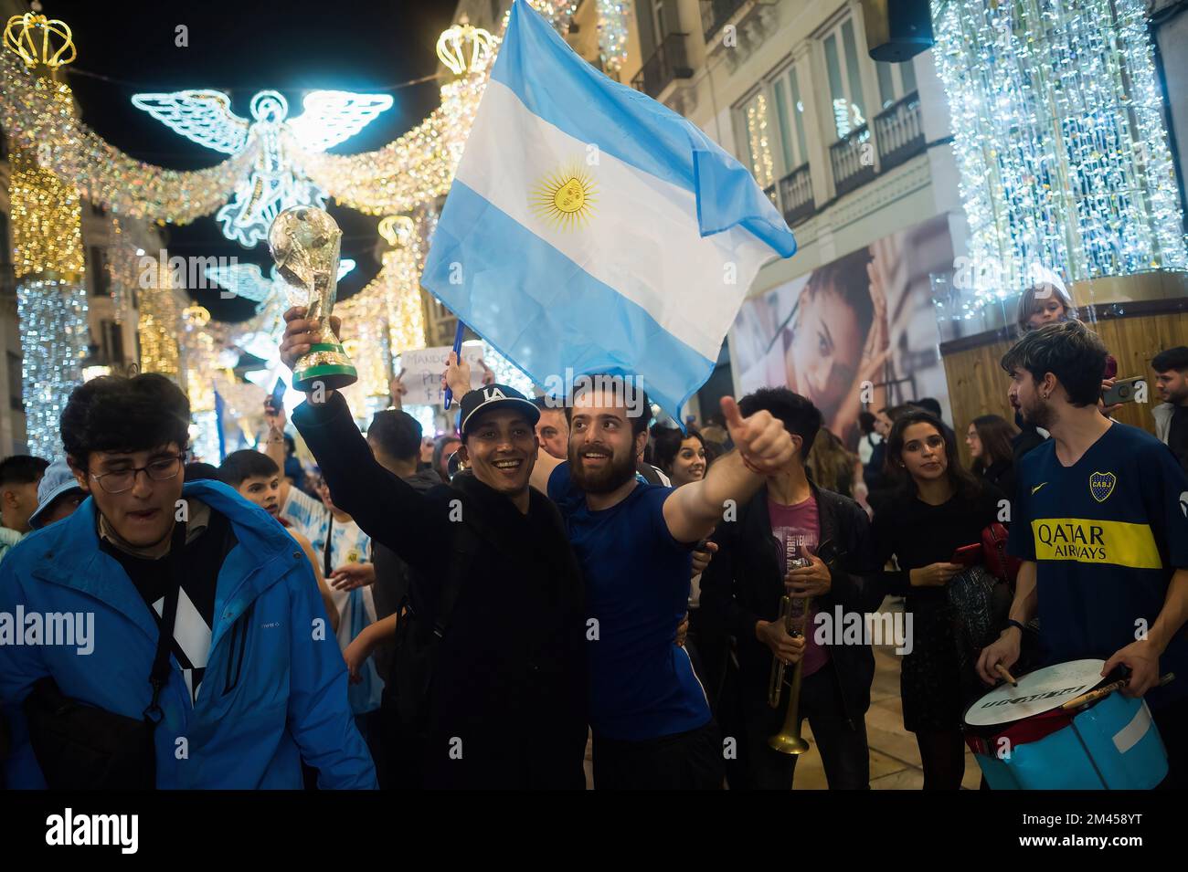 Malaga, Spain. 18th Dec, 2022. Argentinian fans are seen posing for a ...