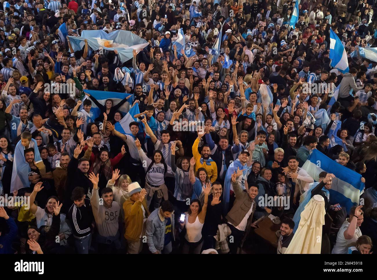 Malaga, Spain. 18th Dec, 2022. Argentinian fans are seen celebrating ...