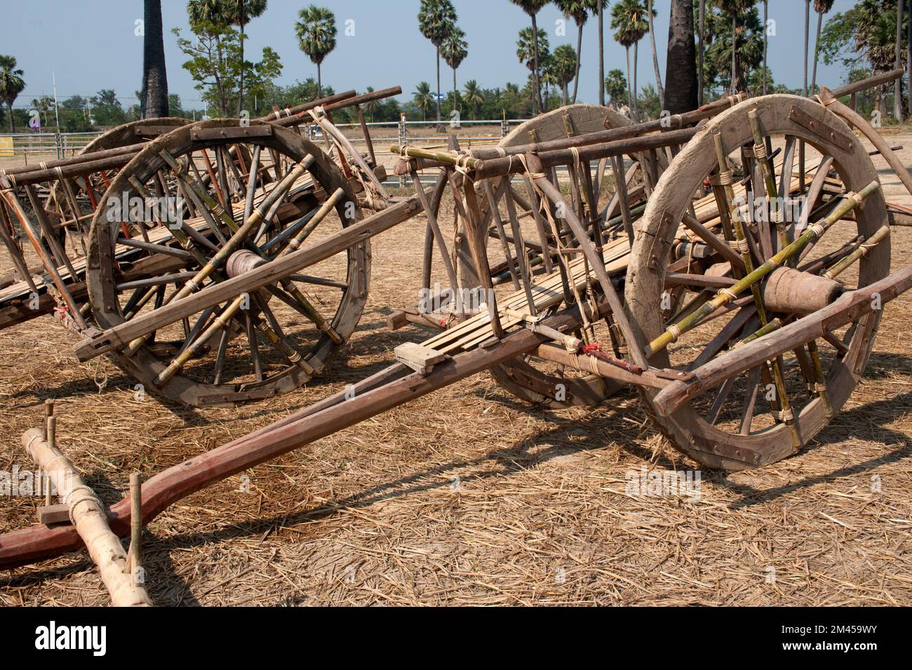 Wooden ox cart for transportation in a field Stock Photo - Alamy