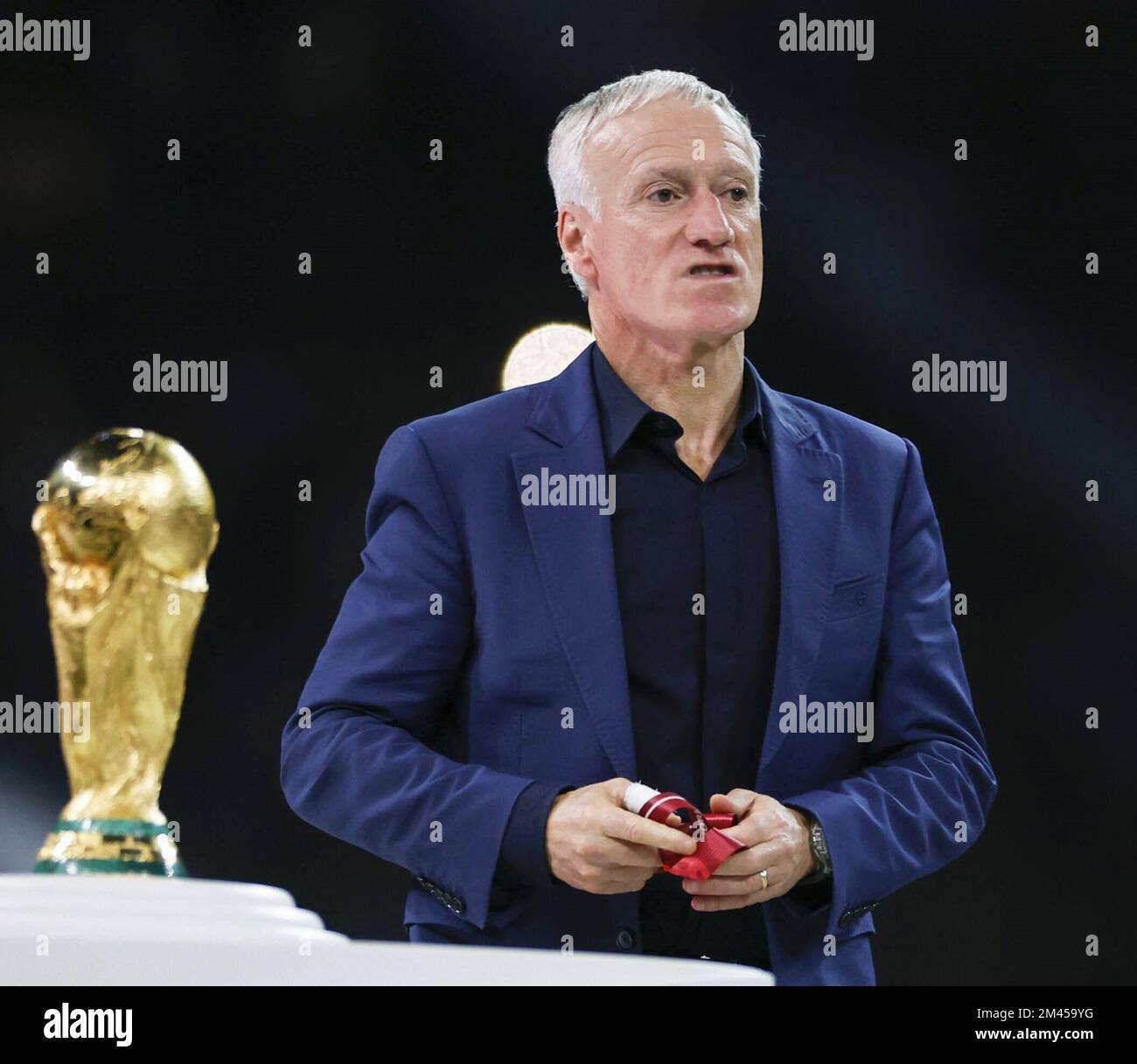 Lusail, Qatar, on Dec. 18, 2022. France head coach Didier Deschamps is ...