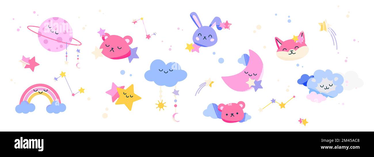 Colorful boho clipart for nursery poster, card or bedroom decoration ...