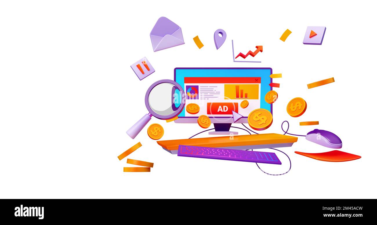 3D illustration of ppc management services icon isolated on white ...