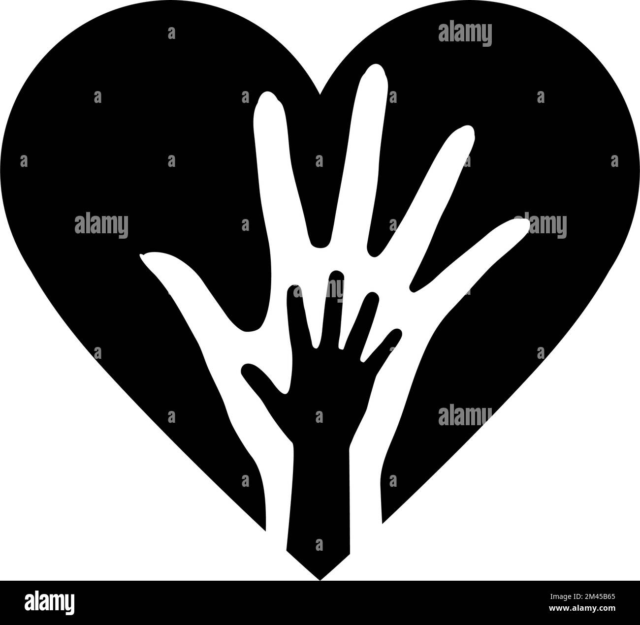 Hand of Mother and Child in the Heart Icon. The Element of Orphanage ...