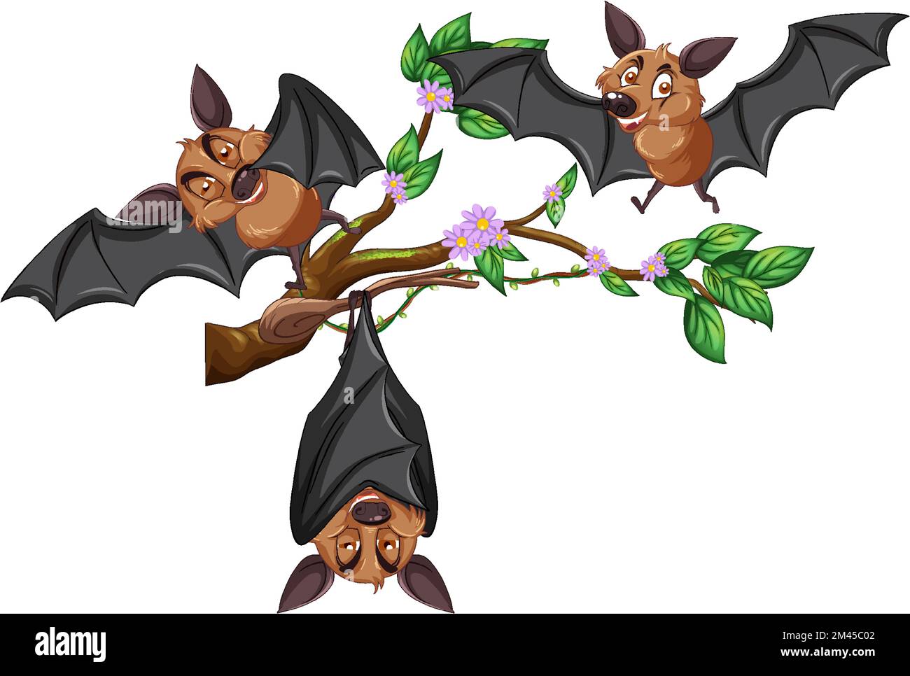Bats on a tree branch illustration Stock Vector Image & Art - Alamy