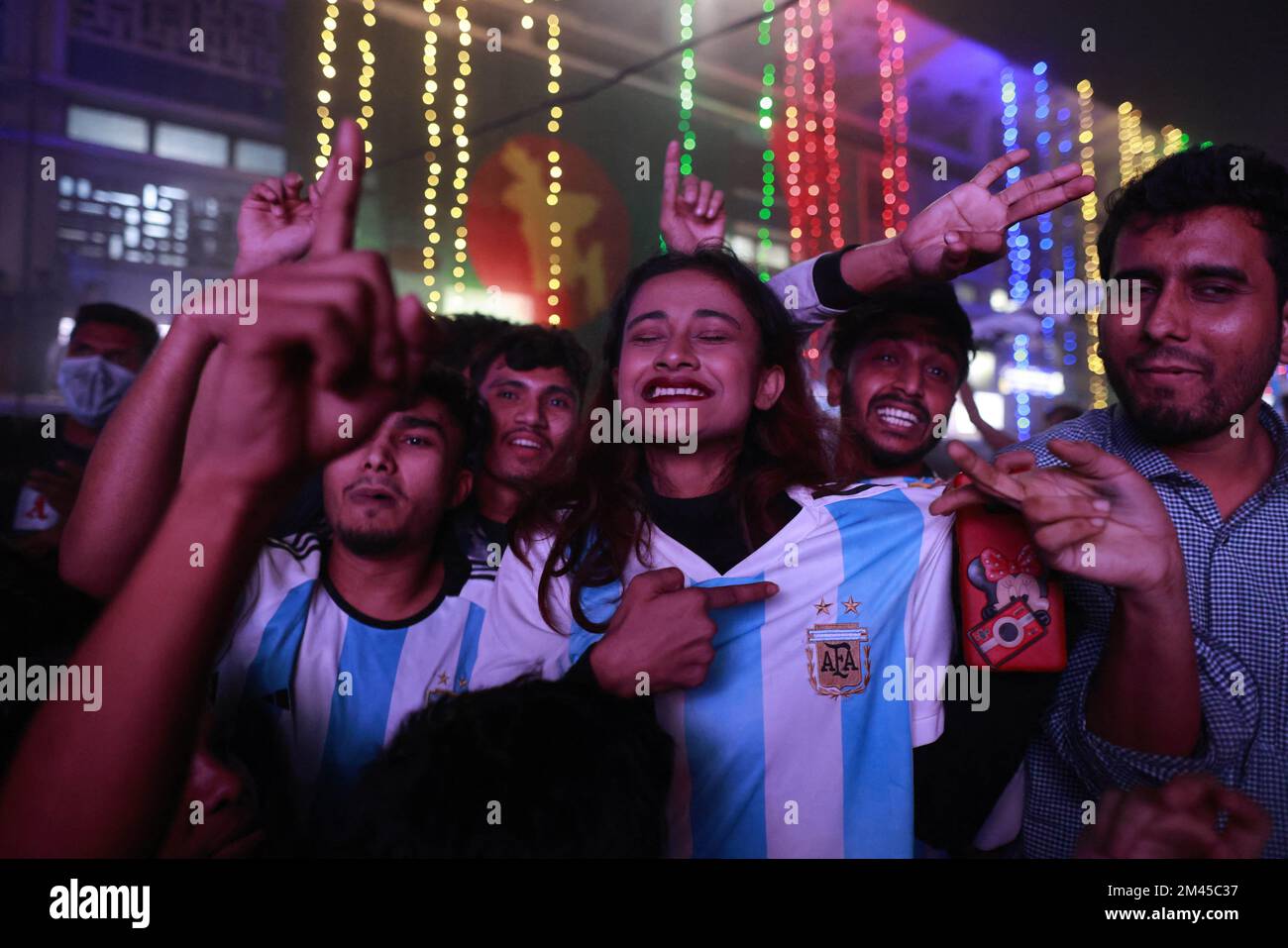 Bangladeshi football fans celebrate the victory of Argentina against ...