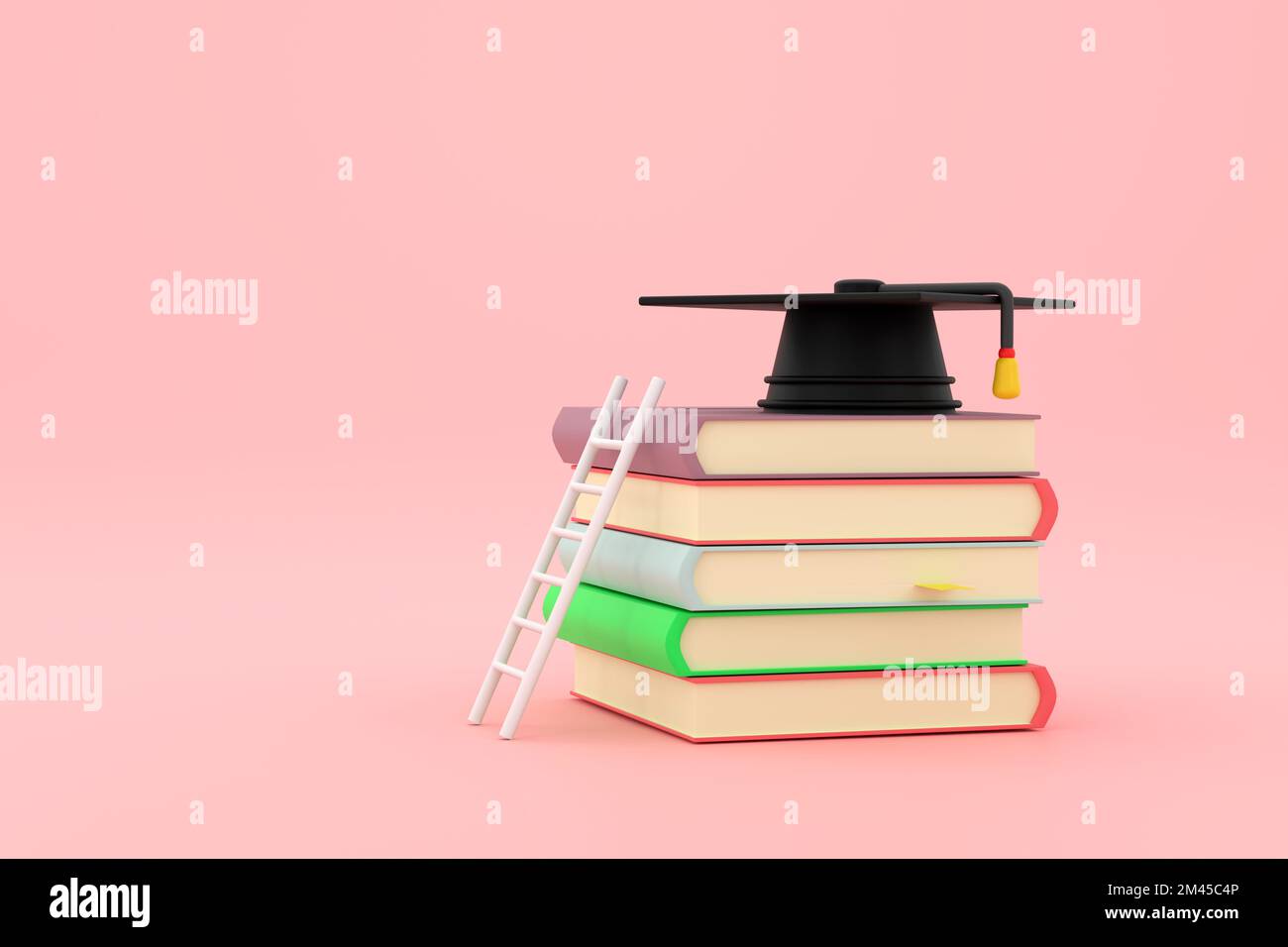 3D About Education Featuring a Ladder Resting Against a Pile of Books ...