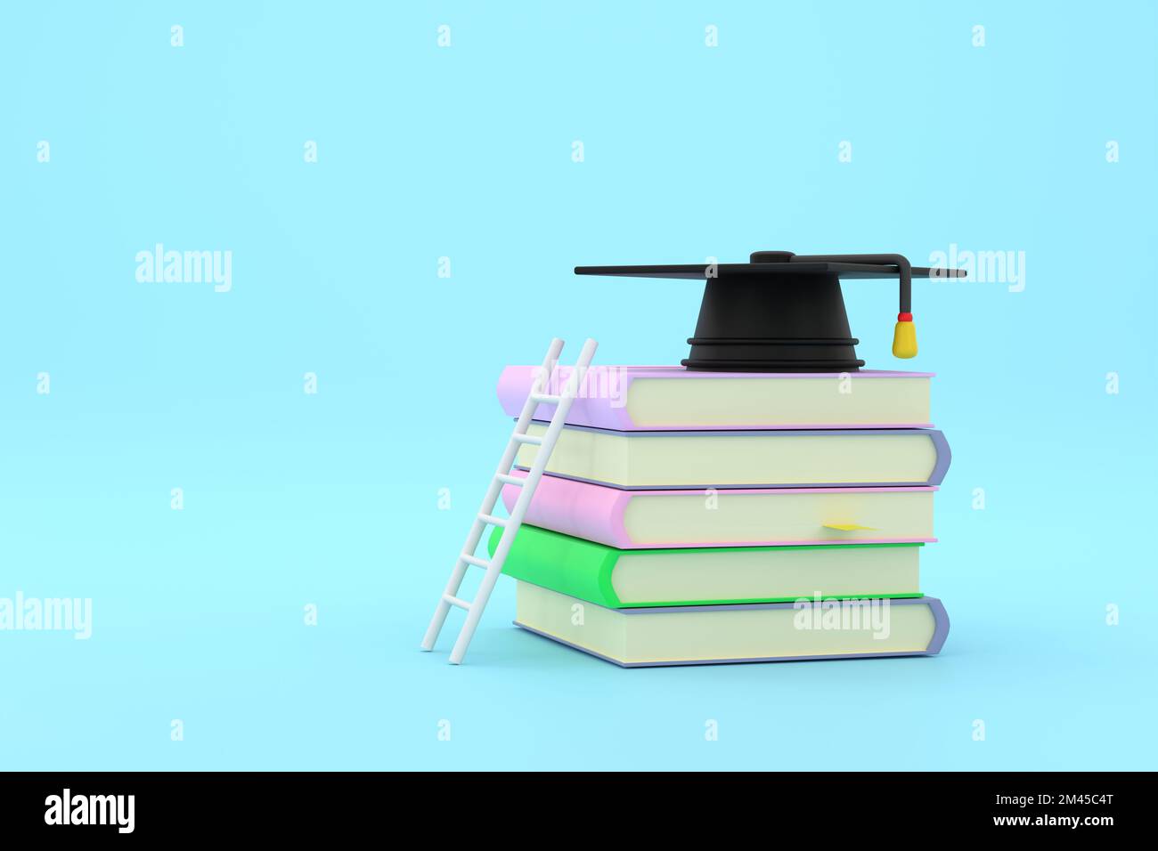 3D About Education Featuring a Ladder Resting Against a Pile of Books ...