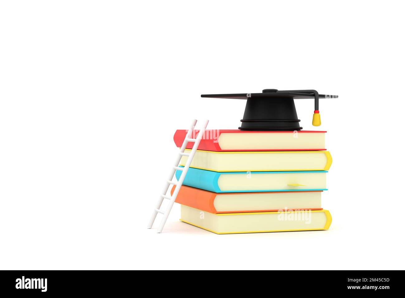 3D About Education Featuring a Ladder Resting Against a Pile of Books ...