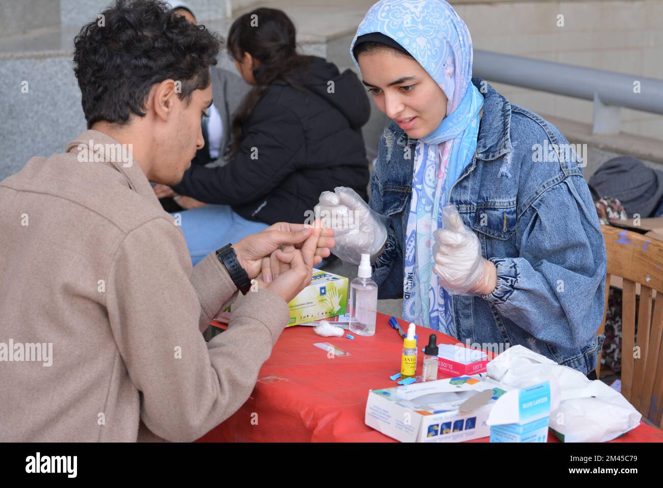 Cairo, Egypt, December 15 2022: ABO blood typing for checking the blood ...