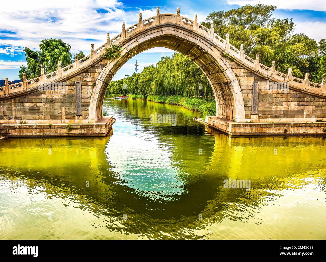 Moon Gate Bridge Reflection Tourists Summer Palace Beijing China Stock ...