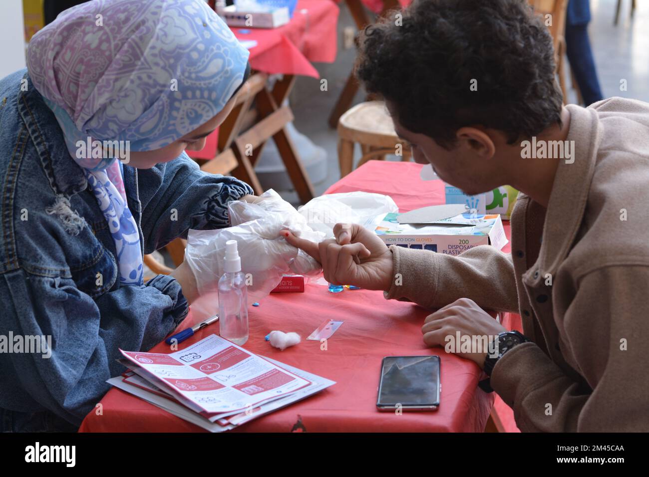 Cairo, Egypt, December 15 2022: ABO blood typing for checking the blood ...