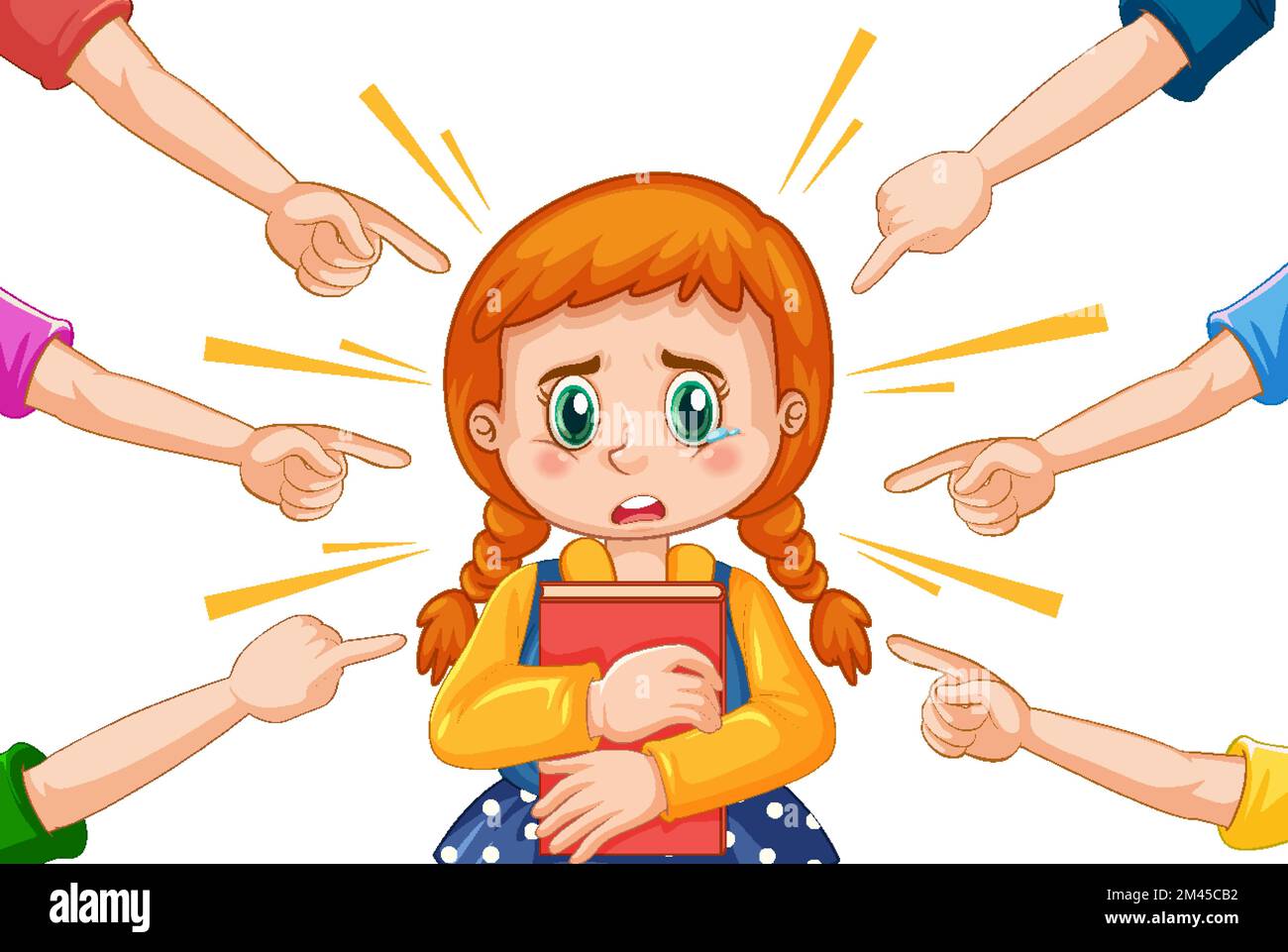 Sad girl surrounded by pointing fingers illustration Stock Vector Image ...