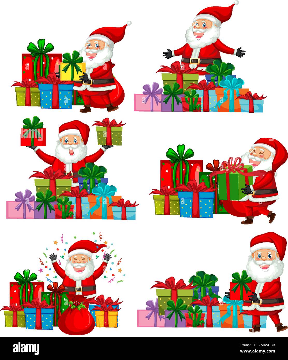 Christmas Santa Claus cartoon character set illustration Stock Vector ...