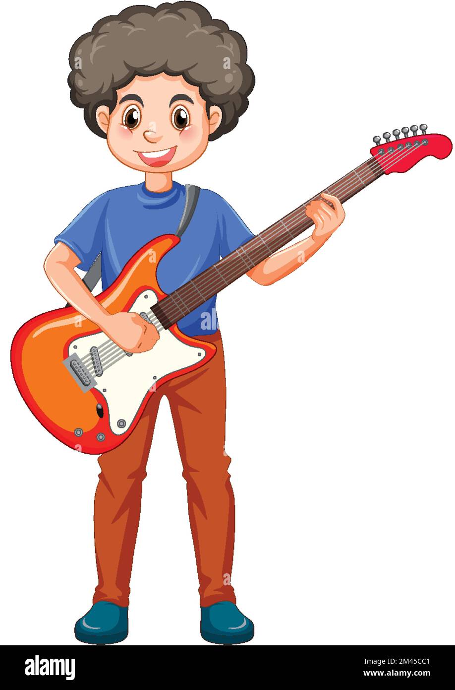 Boy playing electric guitar vector illustration Stock Vector Image ...