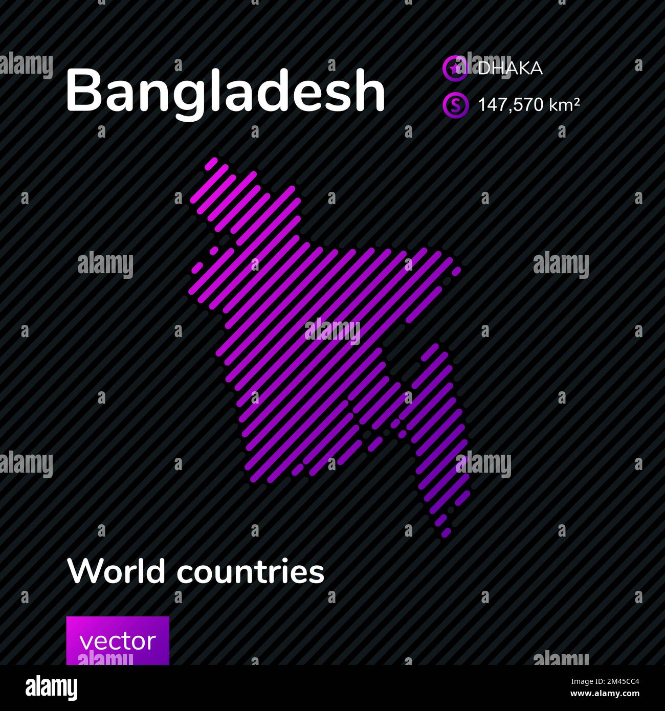 Bangladesh map. Vector creative digital neon flat line art abstract ...