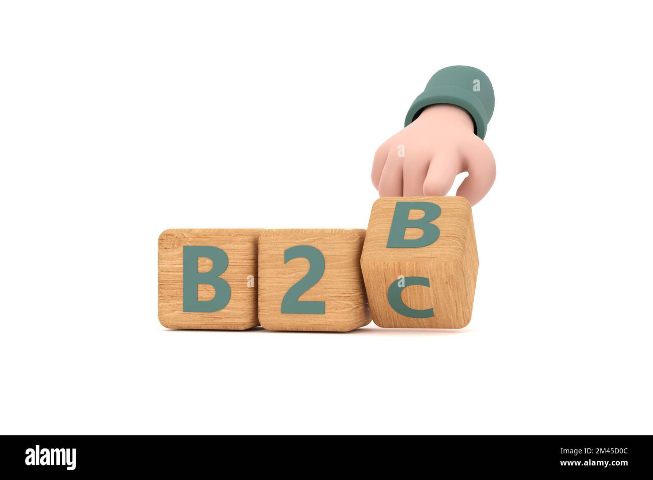 3d. Hand turns a dice and changes the expression "B2B" to "B2C Stock Photo - Alamy