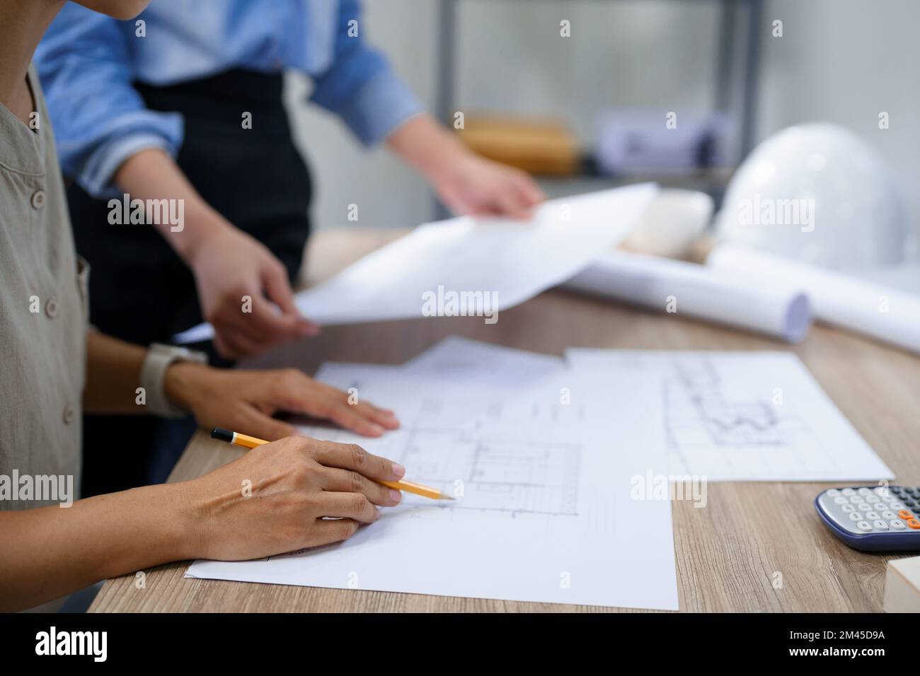 Engineering construction concept, Two female engineers brainstorming ...