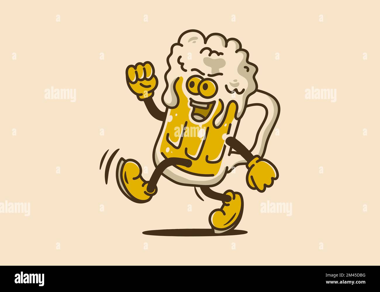 Illustration artwork design of beer mugs with feet and hands and ...