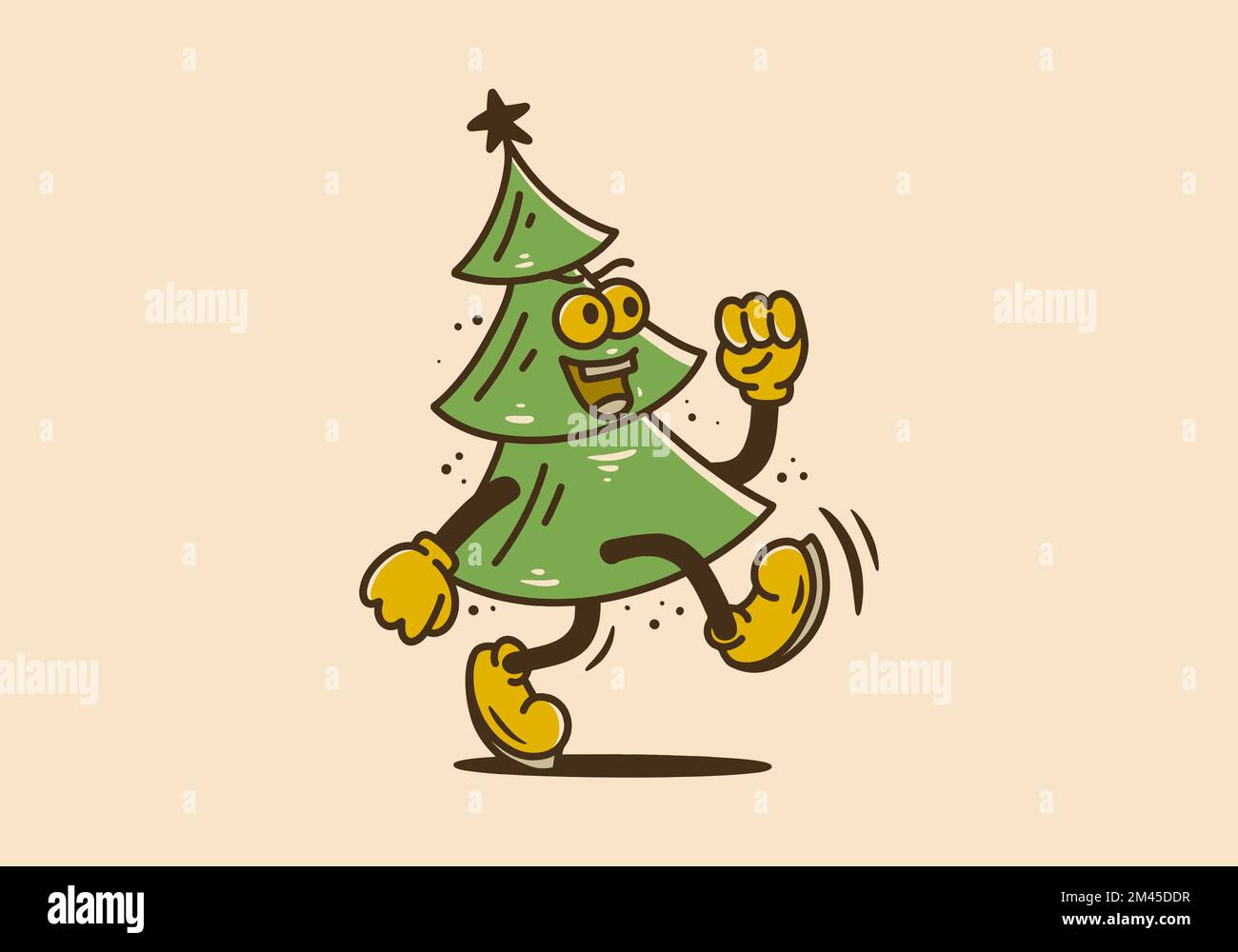 Illustration artwork design of a fir tree with legs and arms and a ...