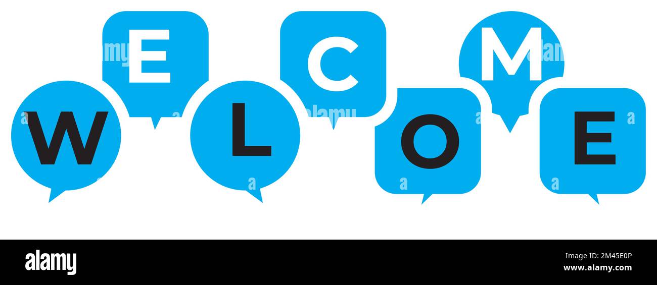 A vector of a blue "welcome" typography banner design Stock Vector ...