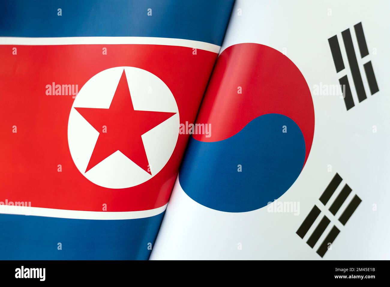 Background of the flags of the north korea and south korea. The concept ...