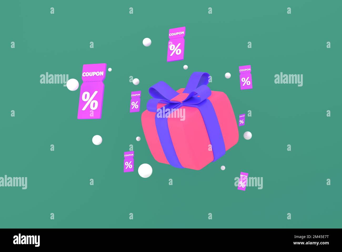 3D. Sale coupons and gift boxes composition Stock Photo - Alamy