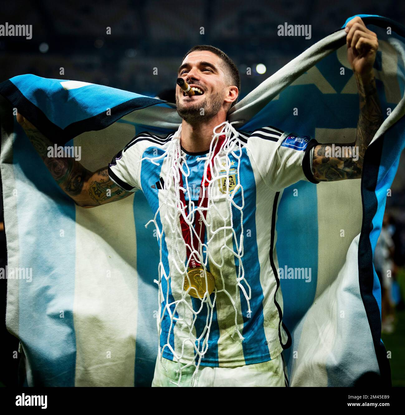 Doha, Qatar. 18th Dec, 2022. Rodrigo de Paul (Arg) celebrates the World ...