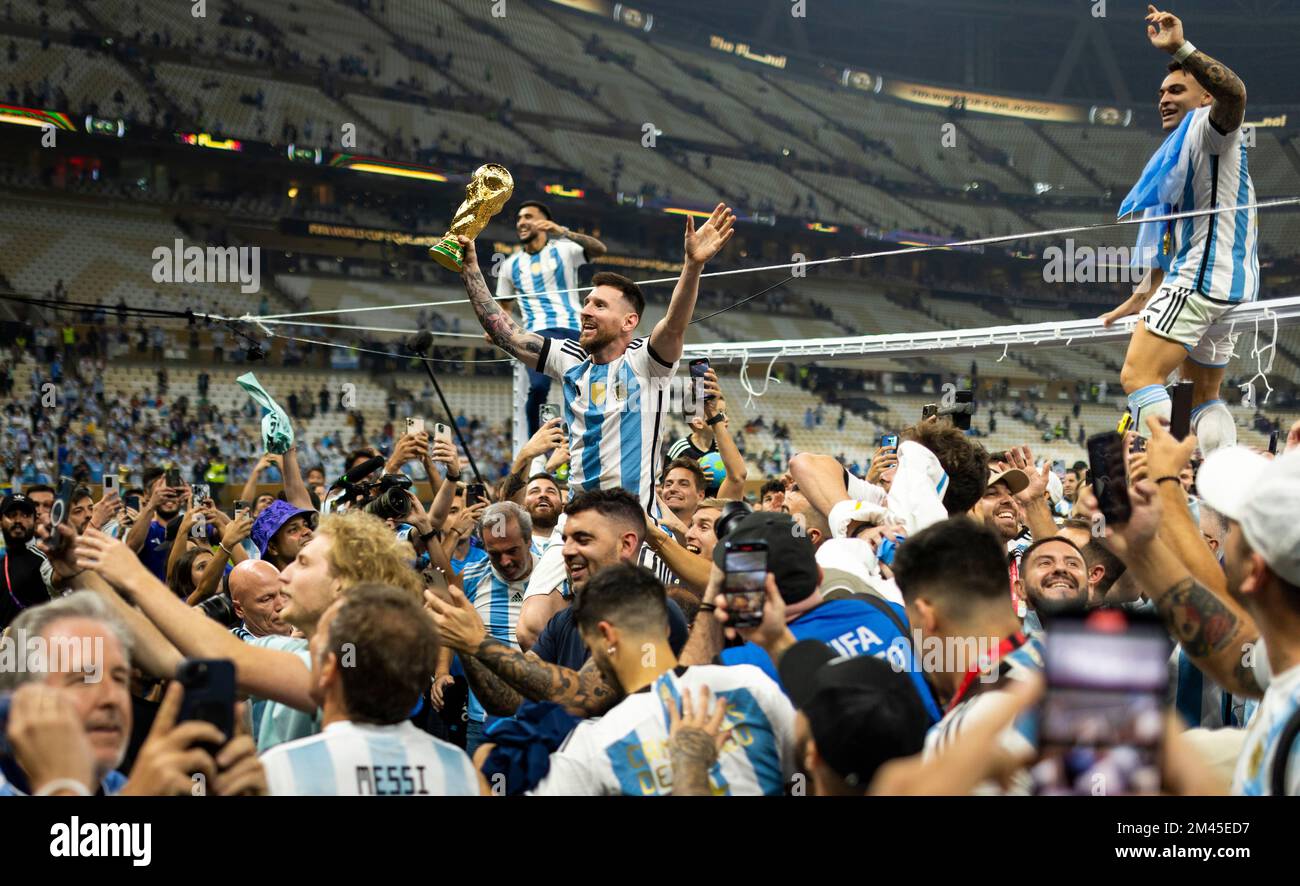 Doha, Qatar. 18th Dec, 2022. Lionel Messi (Arg) celebrates the World ...