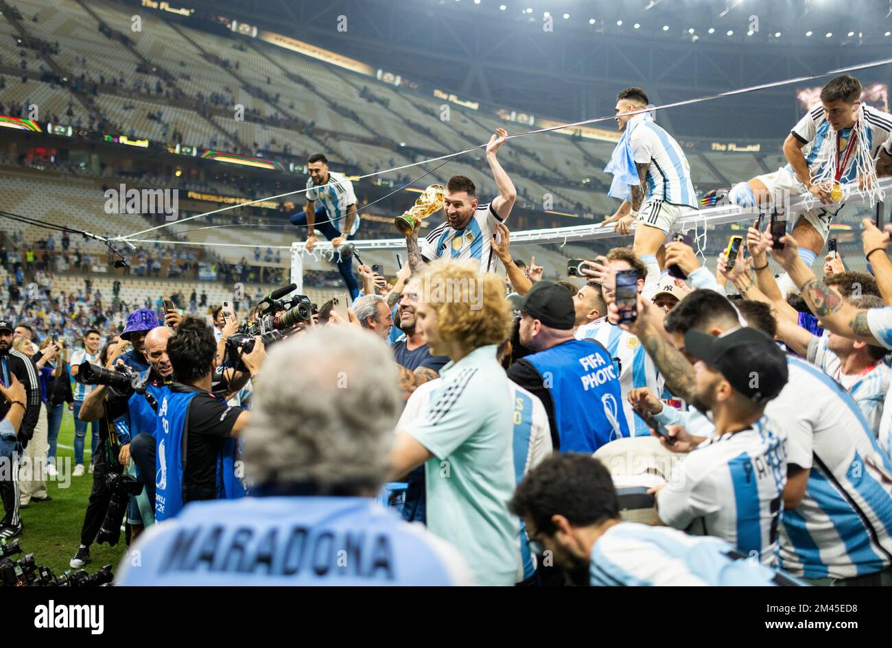 Doha, Qatar. 18th Dec, 2022. Lionel Messi (Arg) celebrates the World ...