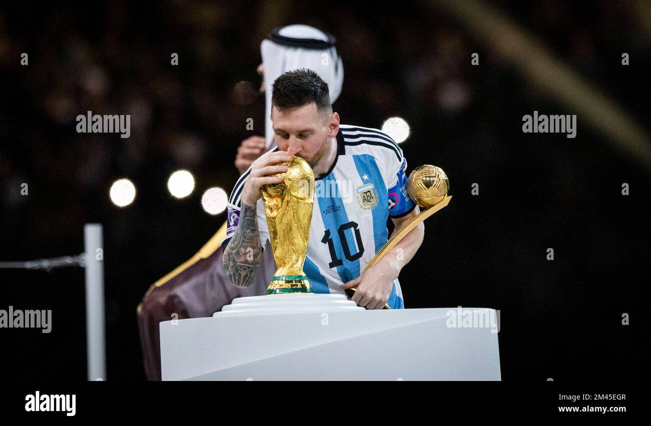 Doha, Qatar. 18th Dec, 2022. Lionel Messi (Arg) with his best player ...
