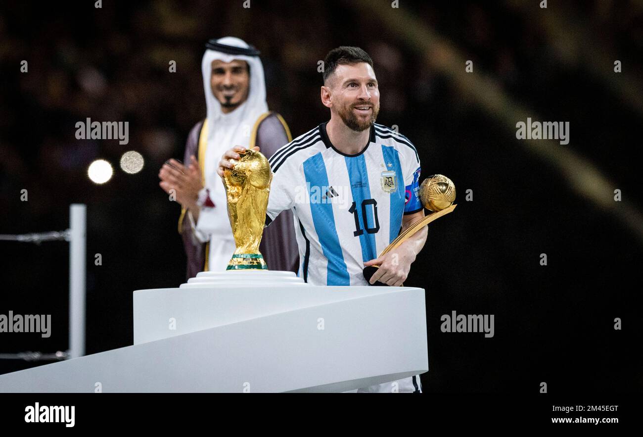 Doha, Qatar. 18th Dec, 2022. Lionel Messi (Arg) with his best player ...