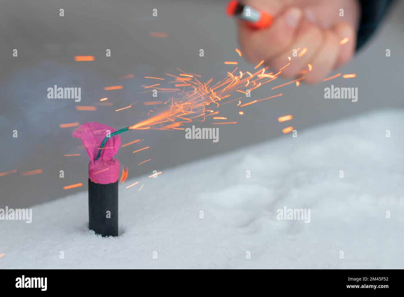 Guy Sets Fire to the Flash Noise Firecracker Outdoors in Winter at ...