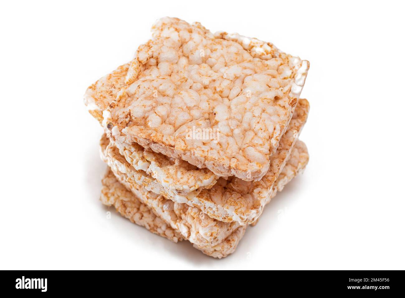 A Stack of Square Rice Cakes - Isolated on White. Dietary Crispbread ...