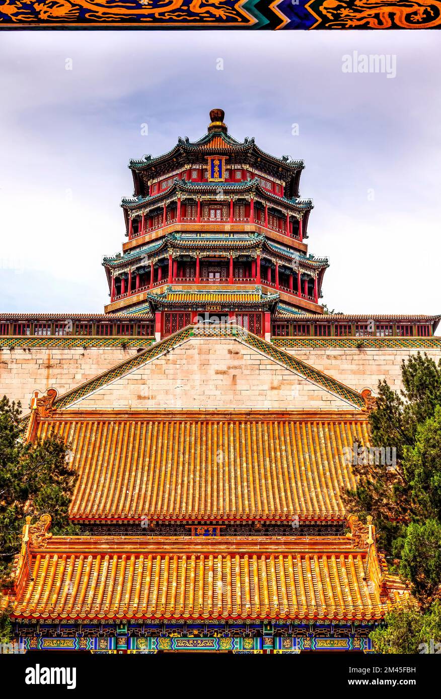Longevity Hill Tower of the Fragrance of the Buddha Orange Roofs Summer ...