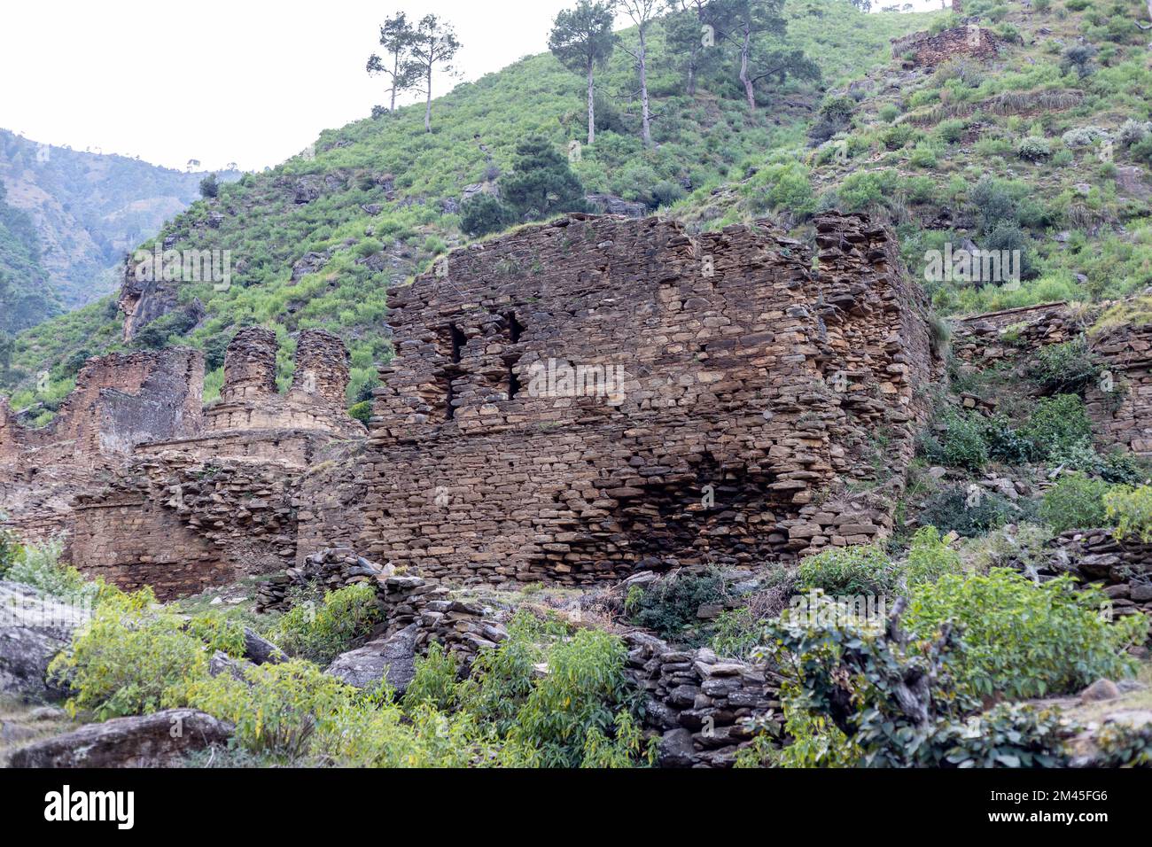 The ruins of the abbasahib cheena stupa site in the najigram valley ...