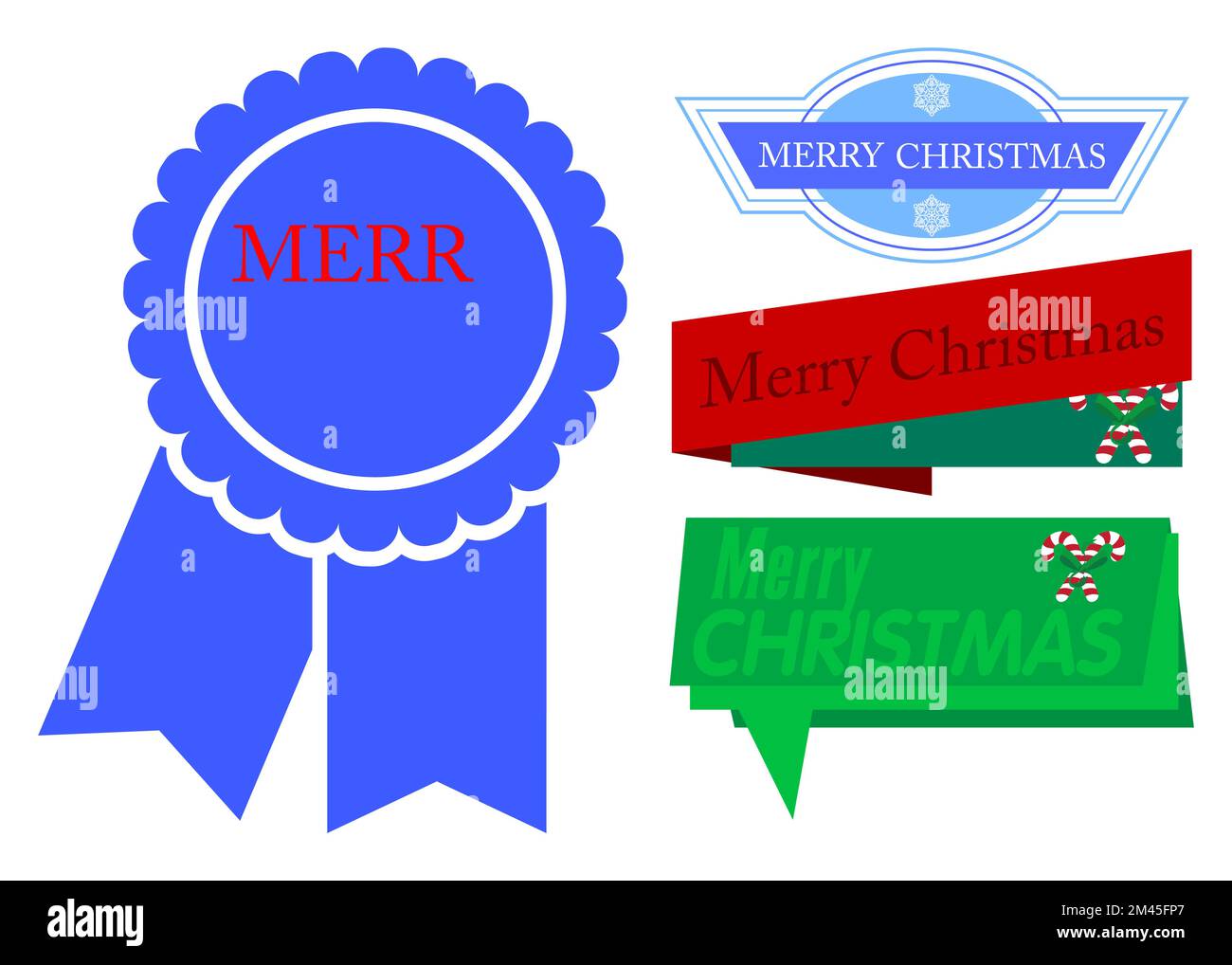 Set of ribbon with Merry Christmas text. Banner template. Label sticker ...