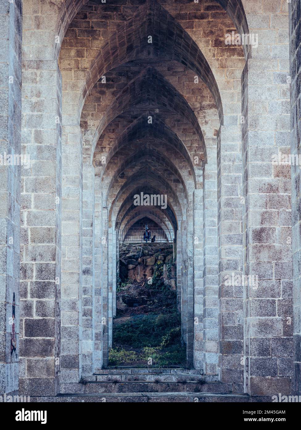 A vertical shot of an old arcade gothic building in Nantes, France ...